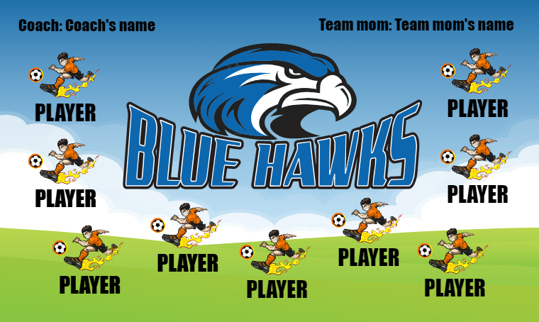 Blue Hawks - Soccer Banner – Team Sport Banners