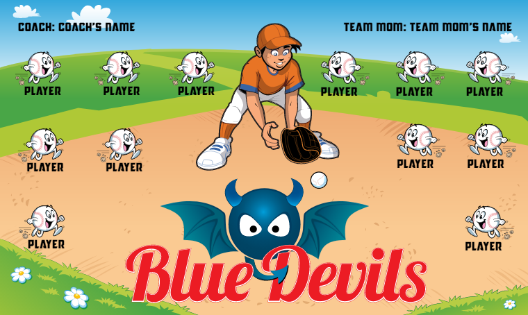 Blue Devils - Softball Banner – Team Sport Banners