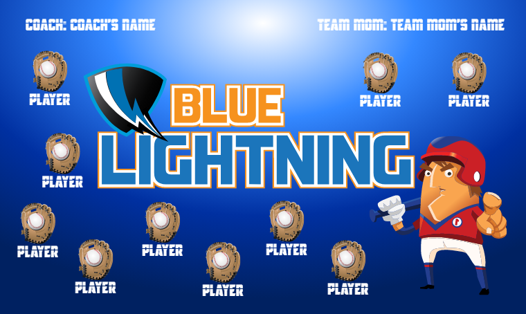 Blue Lightning 2 - Softball Banner – Team Sport Banners