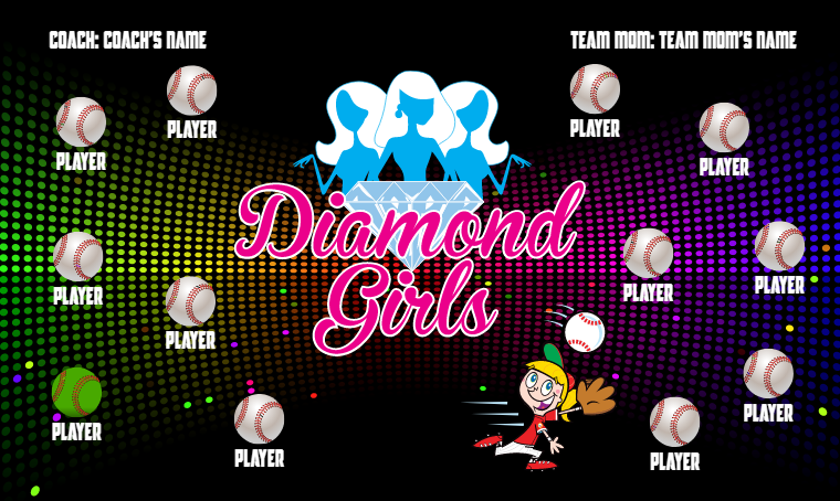 Diamond Girls - Softball Banner – Team Sport Banners