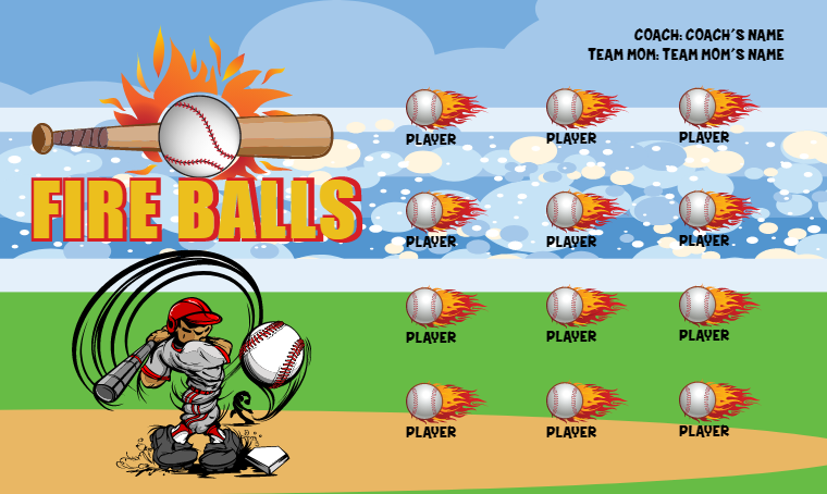 Fire Balls 2 - Softball Banner – Team Sport Banners