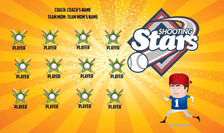 Shooting Stars - Softball Banner – Team Sport Banners