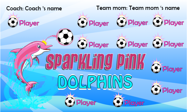 Sparkling Pink Dolphins - Soccer Banner – Team Sport Banners