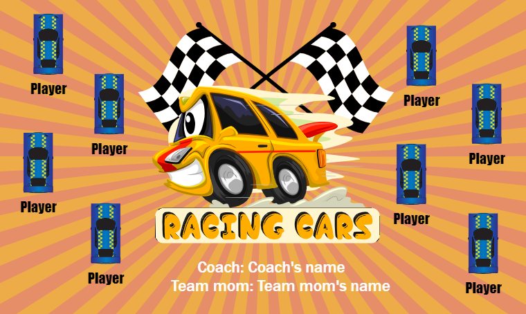 Racing Cars - Soccer Banner – Team Sport Banners