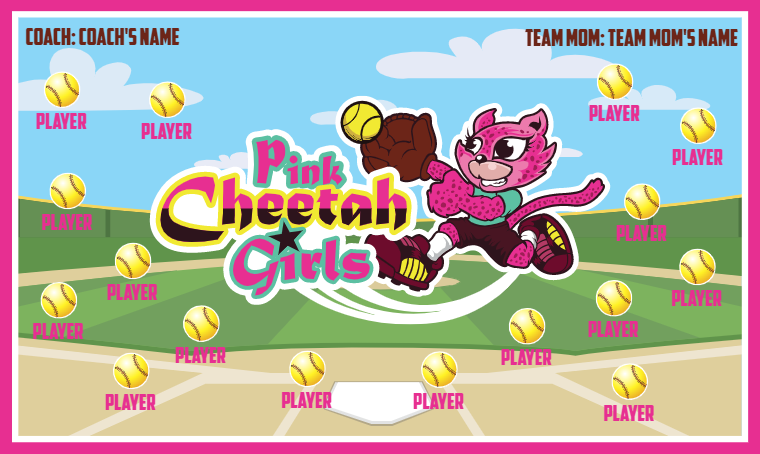 Pink Cheetah Girls - Softball Banner – Team Sport Banners