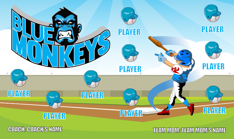 Blue Monkeys - Softball Banner – Team Sport Banners