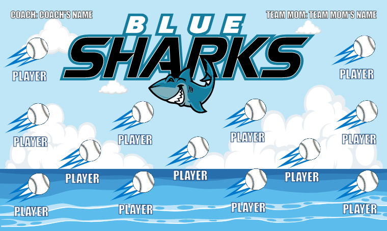 Blue Sharks - Softball Banner – Team Sport Banners