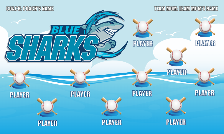 Blue Sharks 2 - Softball Banner – Team Sport Banners