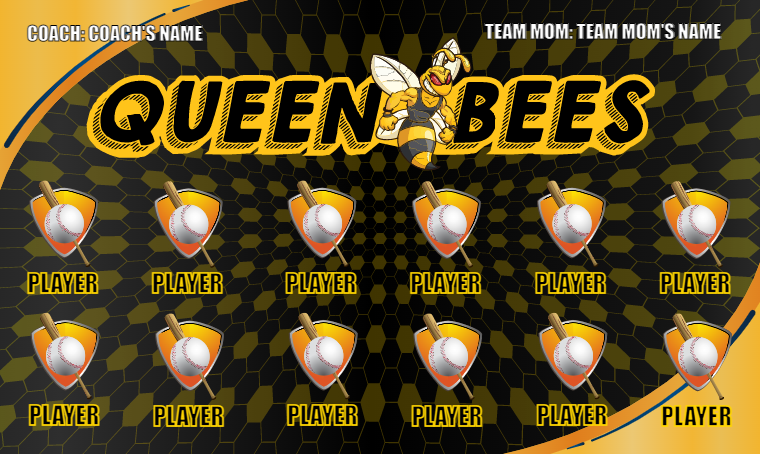 Queen Bees - Softball Banner – Team Sport Banners