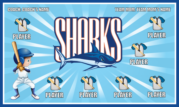 Sharks 5 - Softball Banner – Team Sport Banners