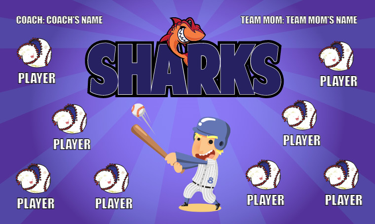 Sharks 4 - Softball Banner – Team Sport Banners