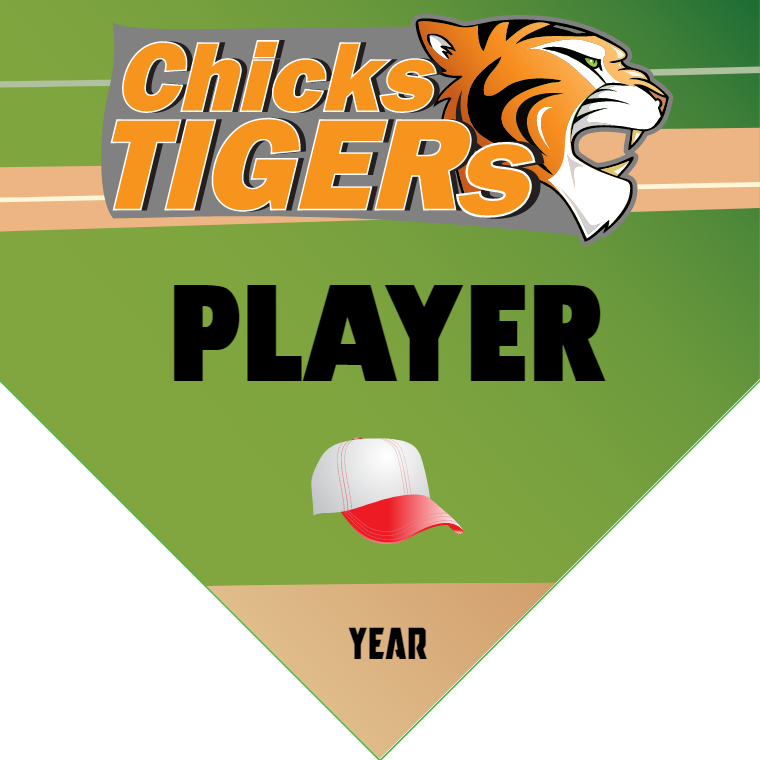 Chicks Tigers - Home Plate Softball Pennant – Team Sport Banners