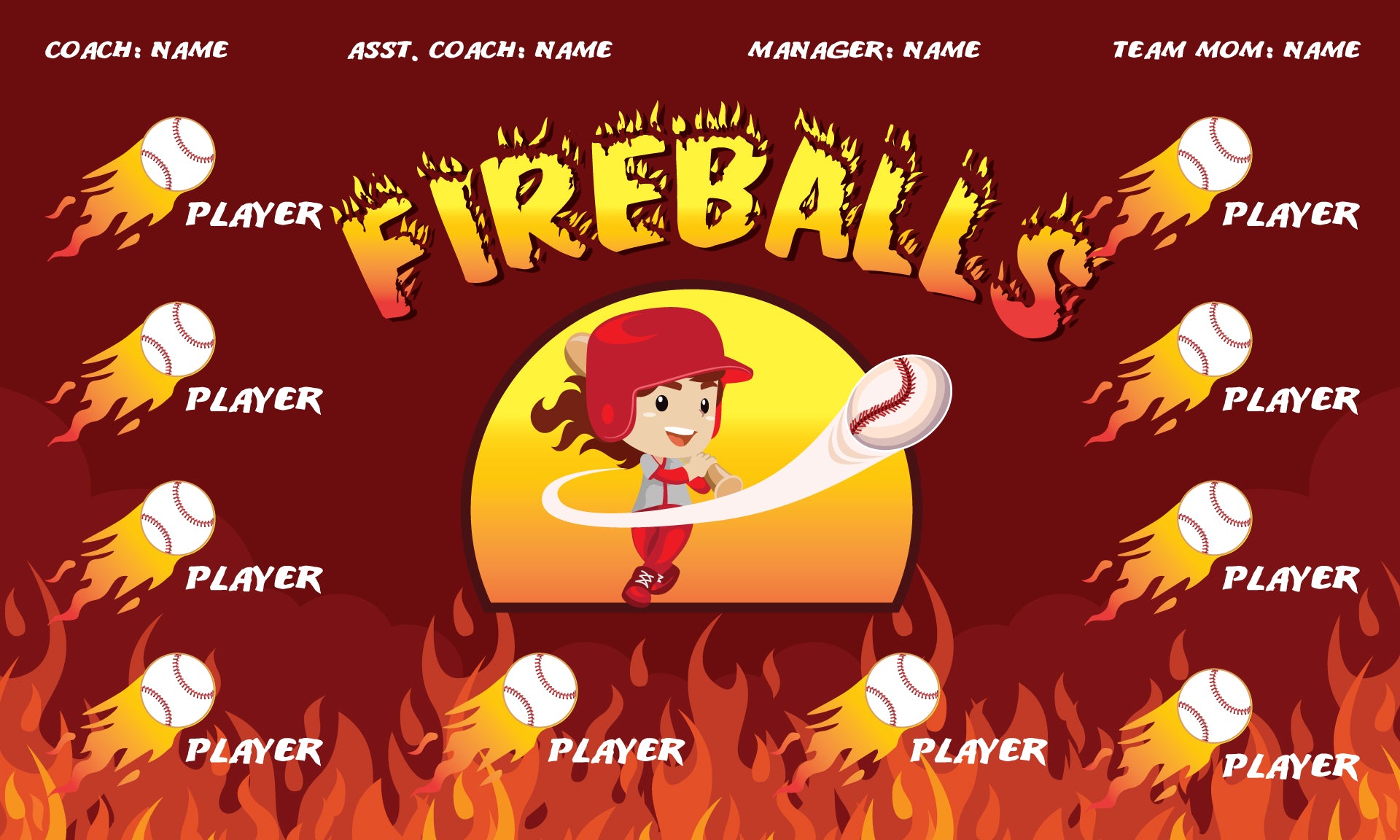 Fire Balls 4 - Softball Banner – Team Sport Banners
