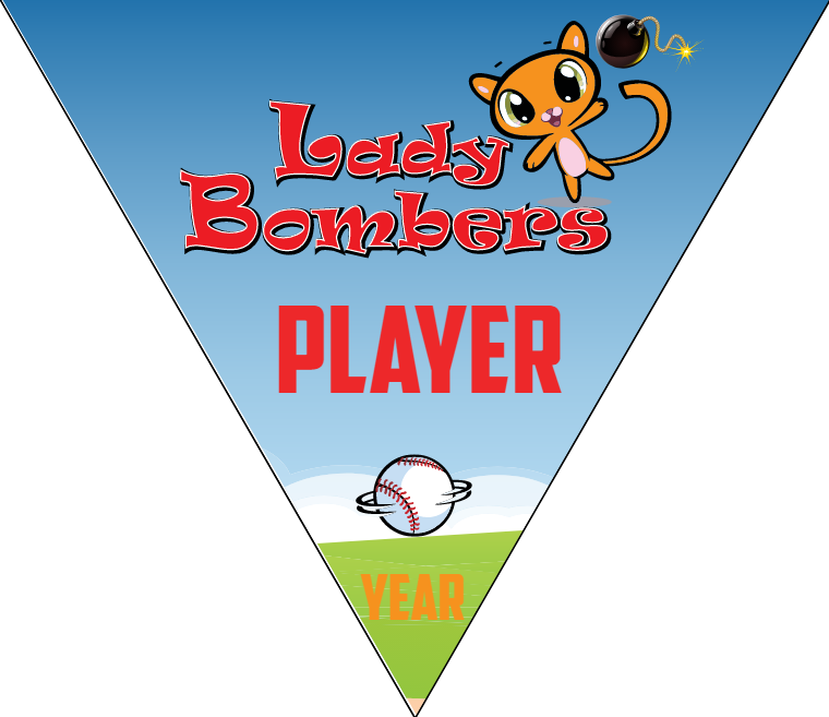Lady Bombers 2 - Triangle Softball Pennant – Team Sport Banners