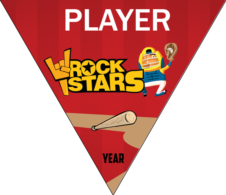 Rock Stars - Triangle Softball Pennant – Team Sport Banners
